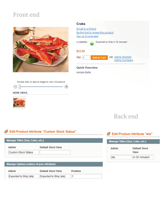 Magento stock status example