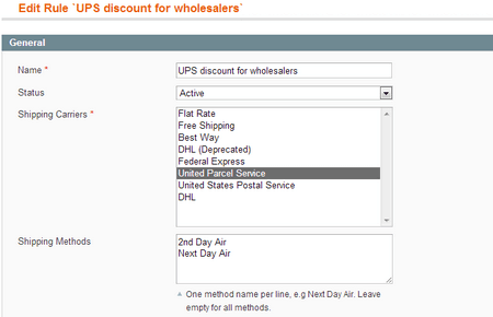 Magento Shipping Rules – set UPS, USPS, FedEx delivery options